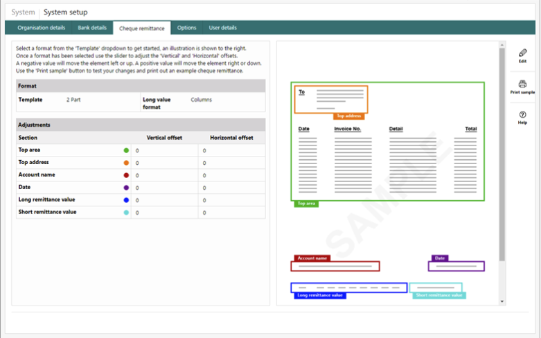 System setup: Cheque remittance – Arbor Finance